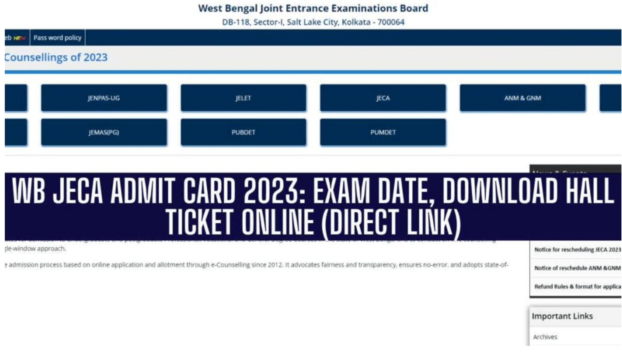 WB JECA Admit Card 2023: Download Hall Ticket [Direct Link] @wbjeeb.nic ...