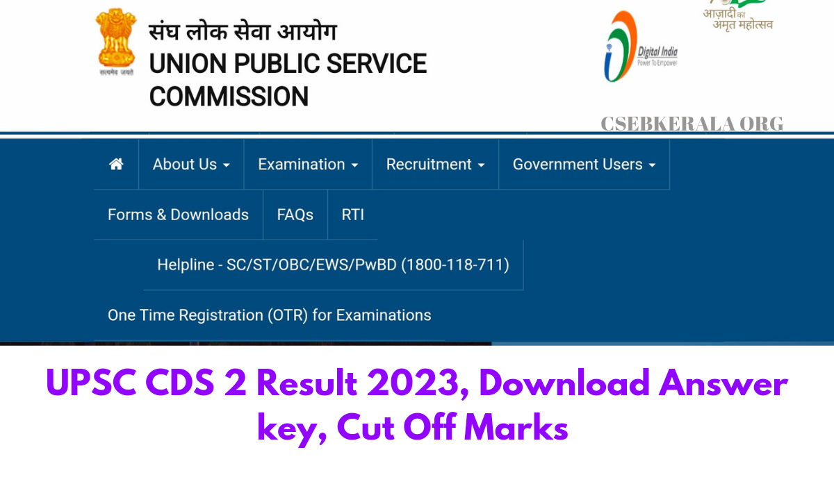UPSC CDS 2 Result 2023, [LIVE] www.upsc.gov.in Download Answer key, Cut ...