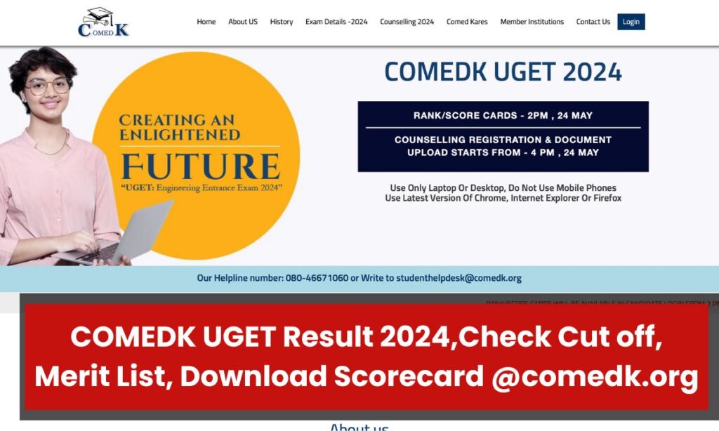 COMEDK UGET Result 2024,Check Cut off, Merit List, Download Scorecard ...