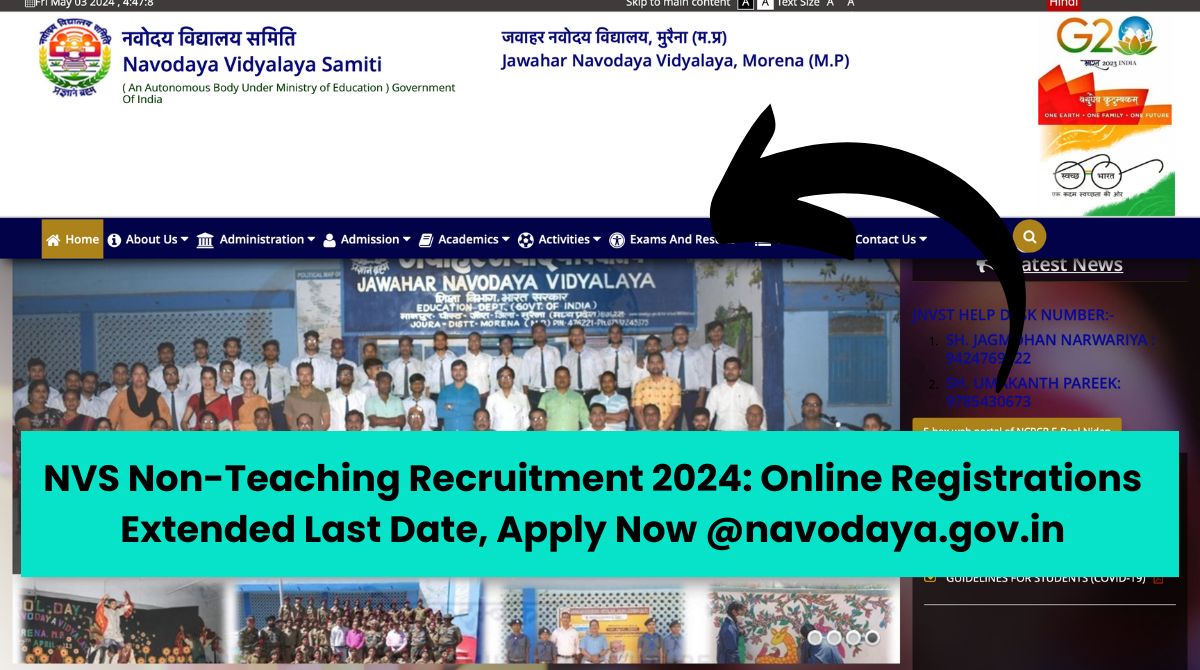 NVS Non-Teaching Recruitment 2024: Online Registrations Extended Last Date, Apply Now @navodaya ...
